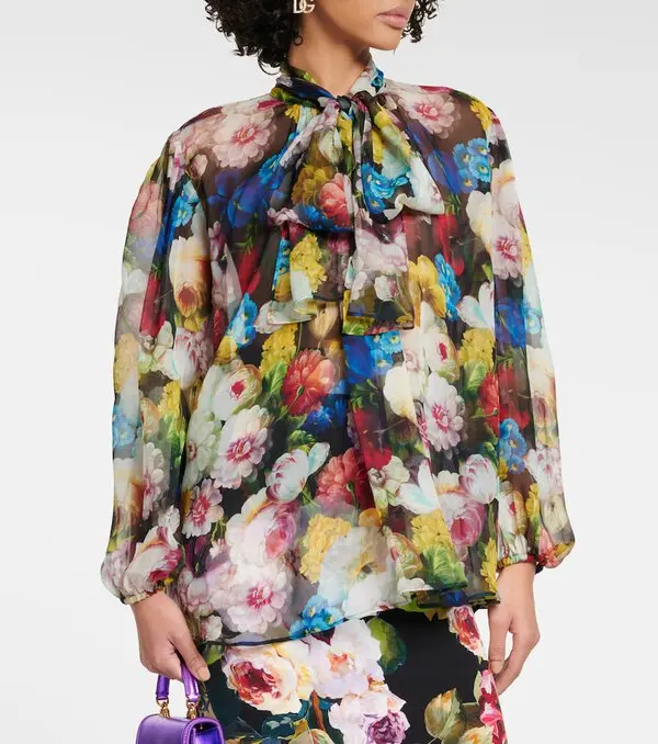 Dolce & Gabbana Floral Silk Chiffon Blouse