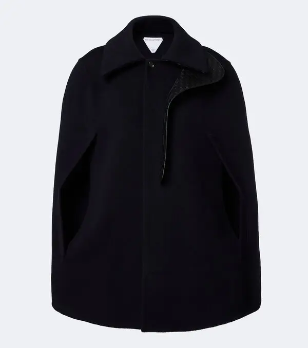 Bottega Veneta Intrecciato Wool And Cashmere Cape - Blue