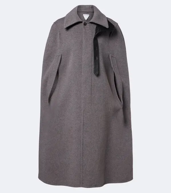 Bottega Veneta Intrecciato Wool And Cashmere Cape - Grey