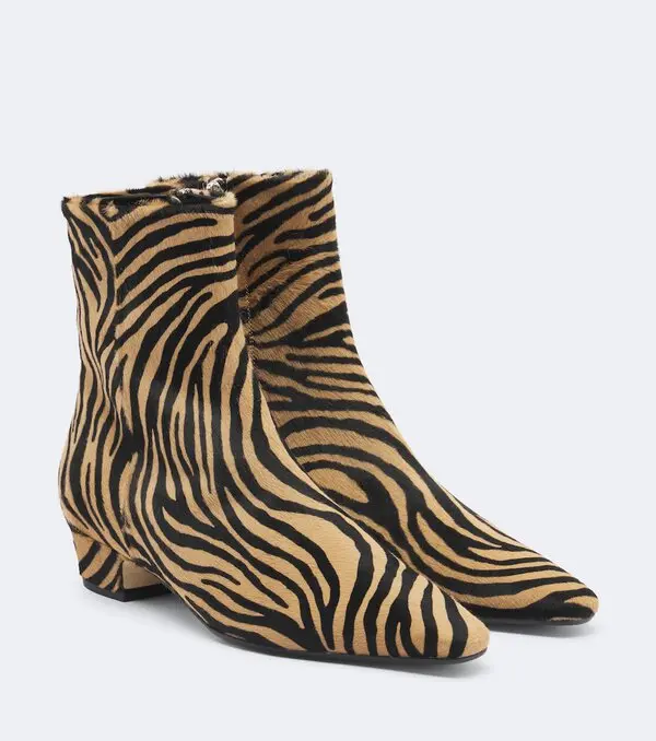 AeydĒ Lila Zebra-print Calf Hair Ankle Boots - Brown