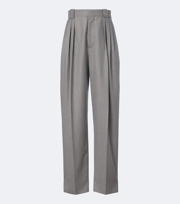 Bottega Veneta Pleated Wool Wide-leg Trousers - Grey