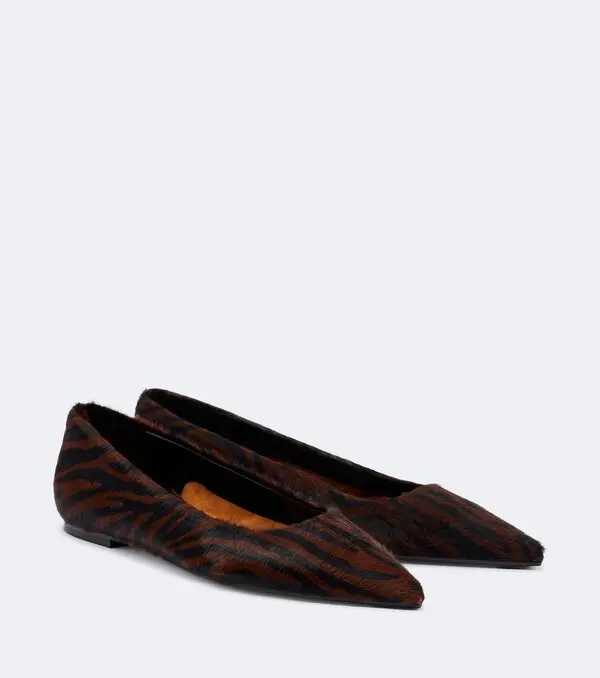 AeydĒ Cassy Zebra-print Calf Hair Ballet Flats - Brown