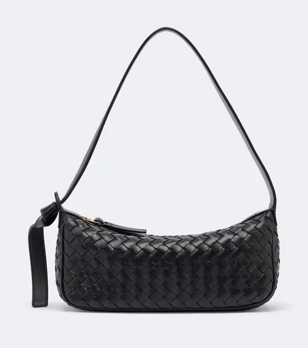 Bottega Veneta Nodo Intrecciato Leather Shoulder Bag - Black