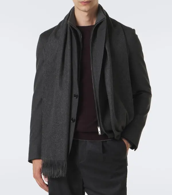 Zegna Fringed Cashmere Scarf - Grey