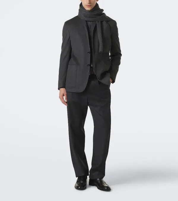Zegna Fringed Cashmere Scarf - Grey