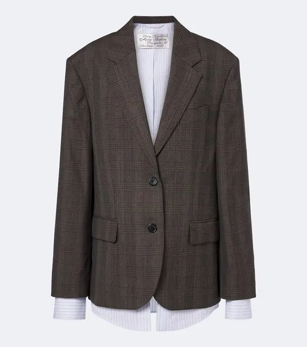 Acne Studios Checked Wool-blend Blazer - Brown