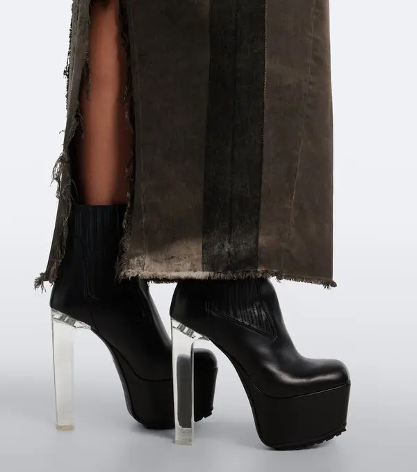 Rick Owens Beatle Kiss Leather Platform Ankle Boots