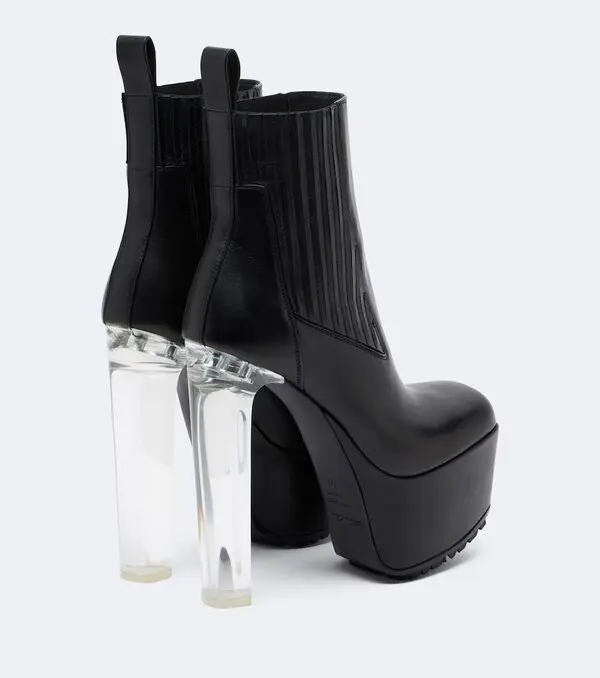 Rick Owens Beatle Kiss Leather Platform Ankle Boots