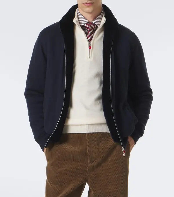 Kiton Shearling-lined Cashmere Cardigan