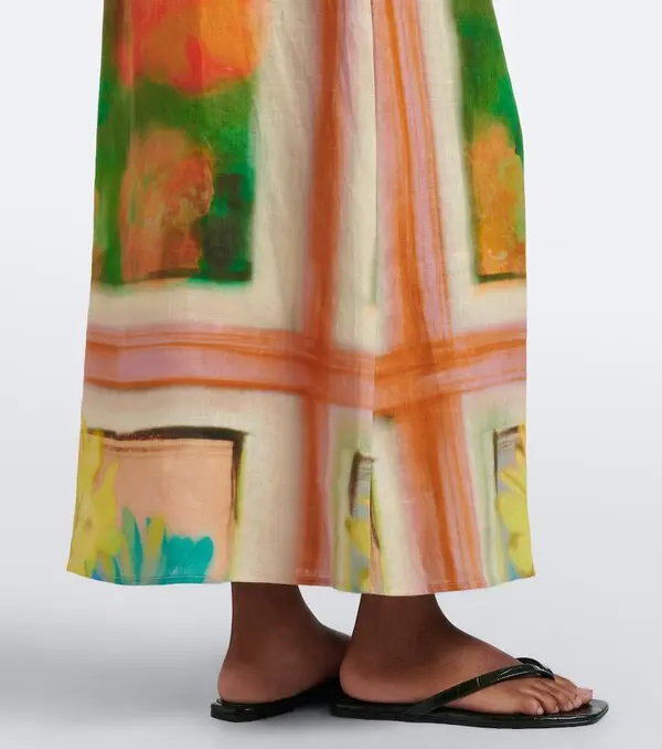 Staud Laura Floral Linen Maxi Dress