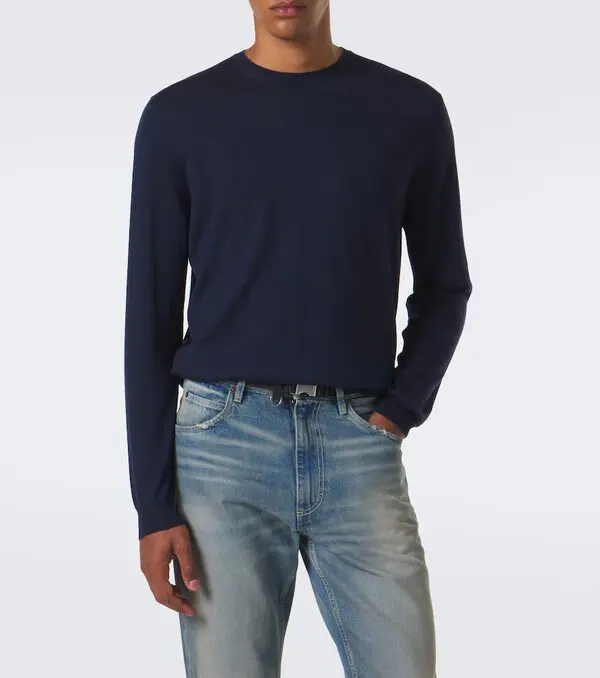 Prada Cashmere And Silk Crewneck Sweater - Blue