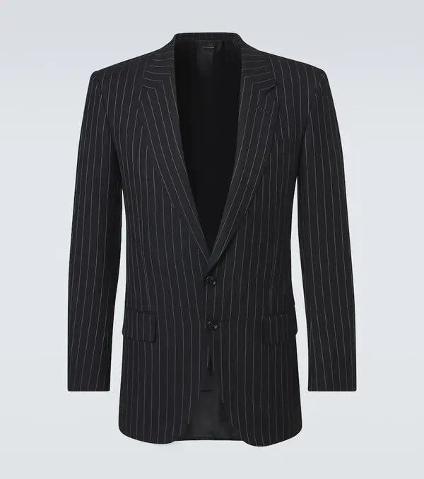 TOM FORD Striped Wool Twill Blazer - Black