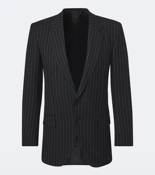 TOM FORD Striped Wool Twill Blazer - Black