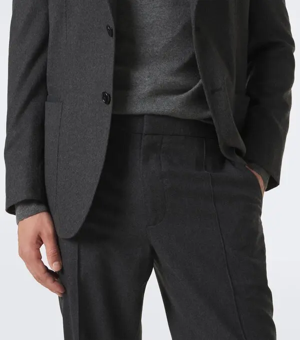 Zegna Wool, Silk, And Cashmere Straight Pants