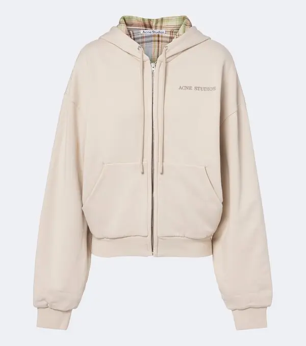 Acne Studios Cotton Jersey Zip-up Hoodie - Beige