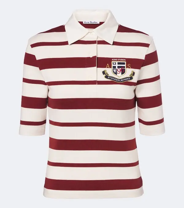 Acne Studios Striped Cotton-blend Jersey Polo Shirt - Red