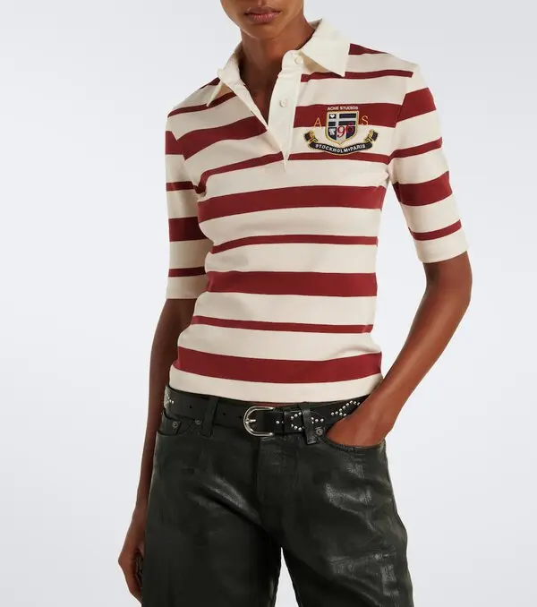 Acne Studios Striped Cotton-blend Jersey Polo Shirt