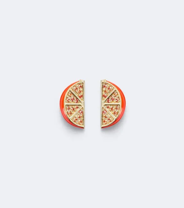 SYDNEY EVAN Orange 14kt Earrings With Sapphires - Gold