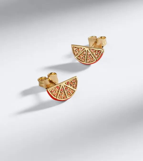 SYDNEY EVAN Orange 14kt Earrings With Sapphires