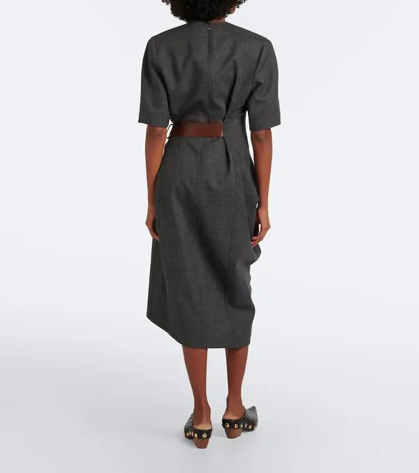 Bottega Veneta Belted Wool Midi Dress
