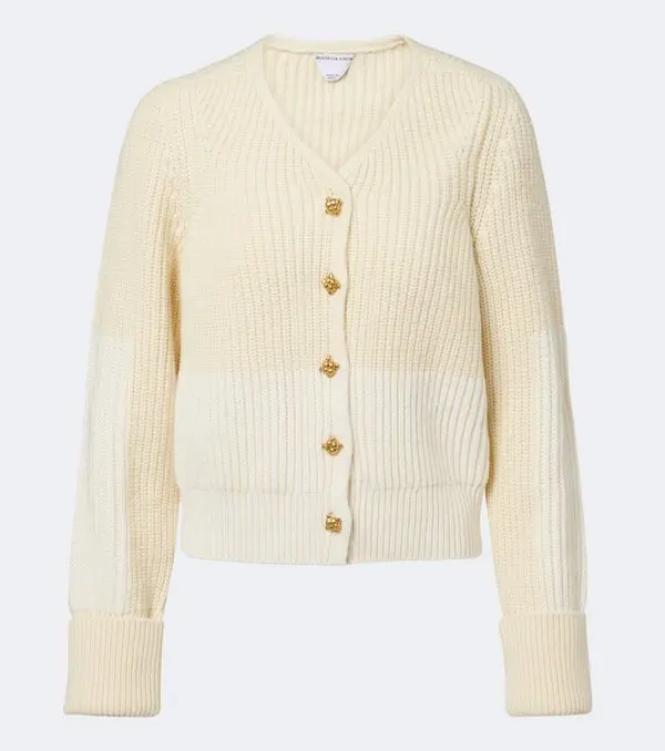 Bottega Veneta Ribbed-knit Cardigan - White