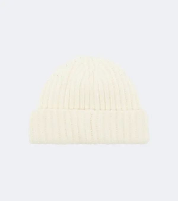 Prada Ribbed-knit Virgin Wool Beanie - Beige