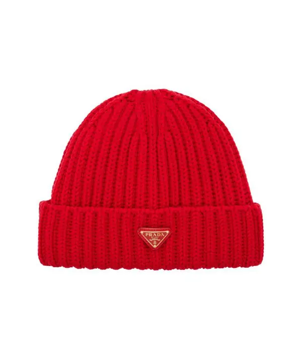 Prada Ribbed-knit Virgin Wool Beanie - Red