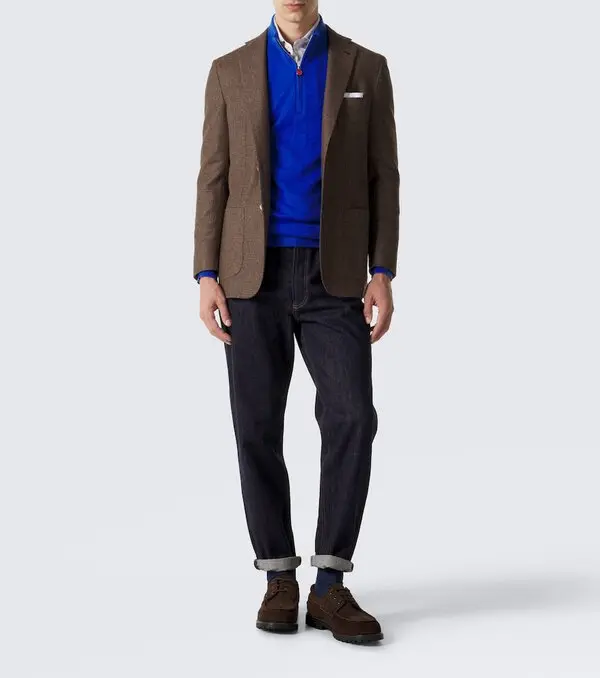 Kiton Cashmere Half-zip Sweater - Blue