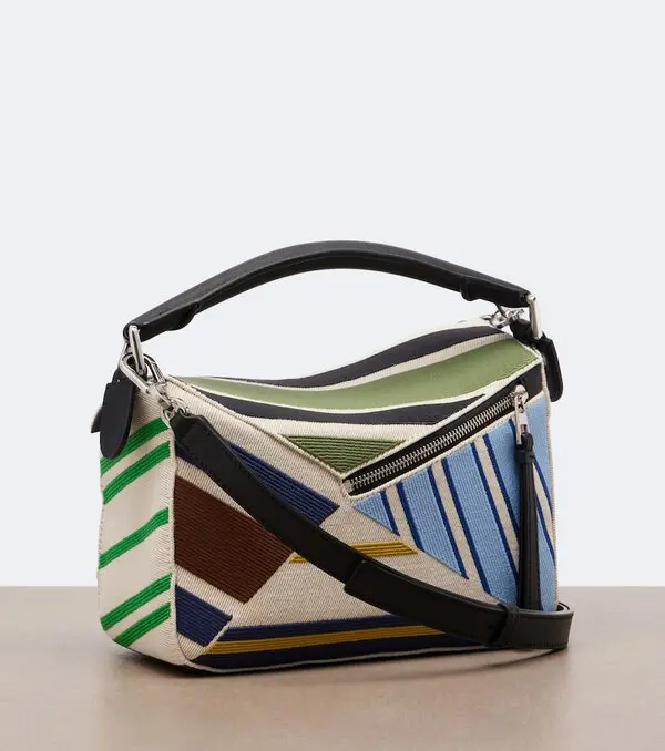 Loewe Puzzle Small Striped Top-handle Bag