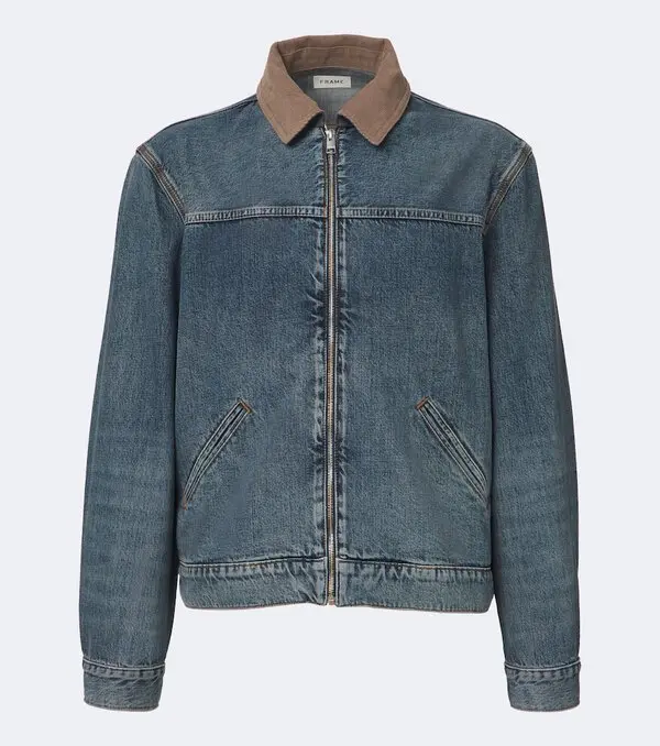 FRAME Corduroy-trimmed Denim Jacket