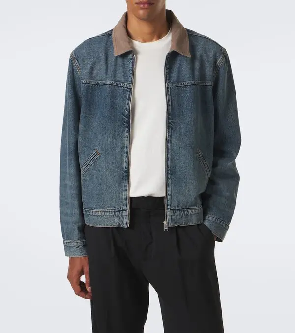 FRAME Corduroy-trimmed Denim Jacket