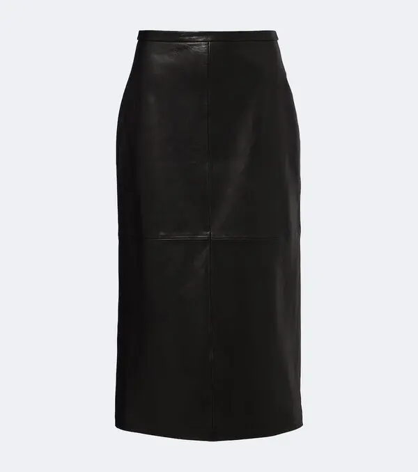 Nour Hammour Alana Leather Pencil Skirt - Black