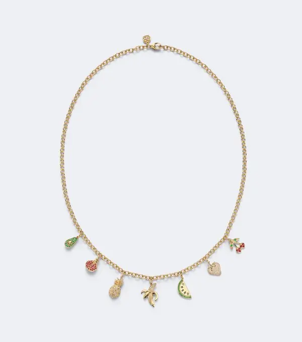 SYDNEY EVAN 14kt Charm Necklace With Gemstones - Gold