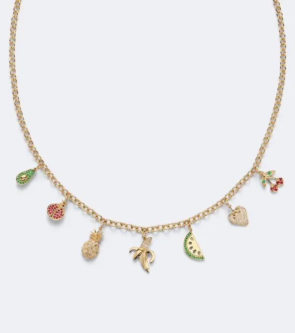 SYDNEY EVAN 14kt Charm Necklace With Gemstones
