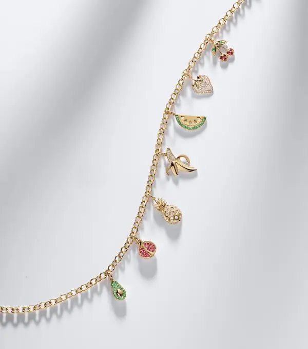 SYDNEY EVAN 14kt Charm Necklace With Gemstones