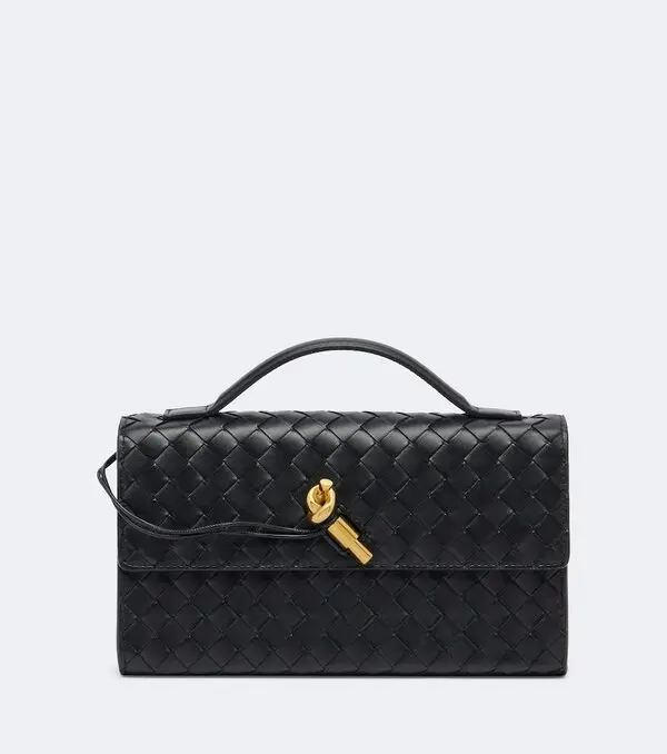 Bottega Veneta Andiamo Small Intrecciato Leather Clutch - Black