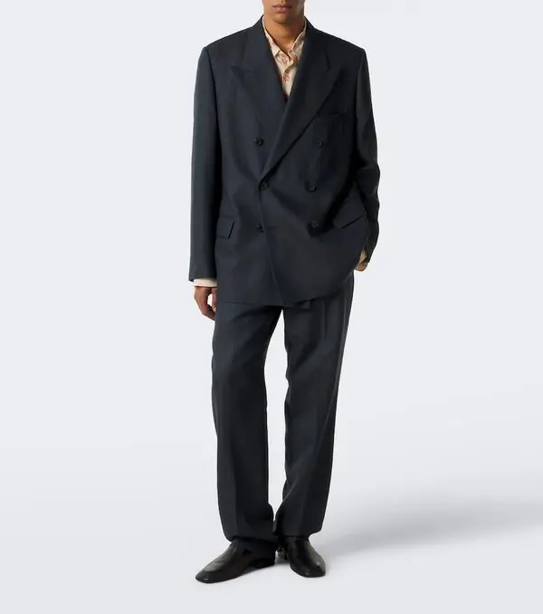 Dries Van Noten Double-breasted Herringbone Wool Blazer