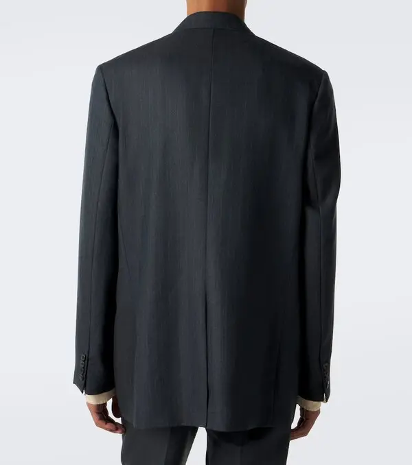 Dries Van Noten Double-breasted Herringbone Wool Blazer