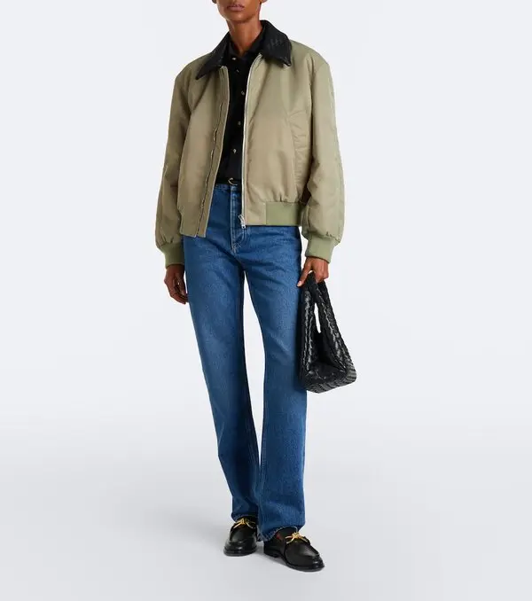 Bottega Veneta Intrecciato Leather-trimmed Slim Jeans