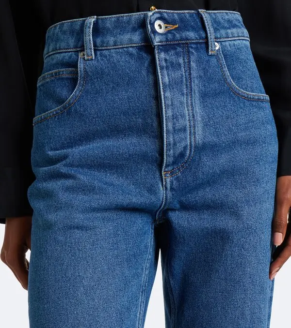 Bottega Veneta Intrecciato Leather-trimmed Slim Jeans