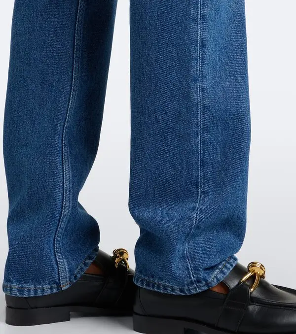 Bottega Veneta Intrecciato Leather-trimmed Slim Jeans