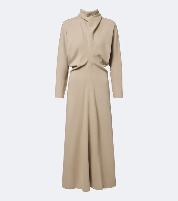 TOTEME Draped Tie-neck Cady Midi Dress