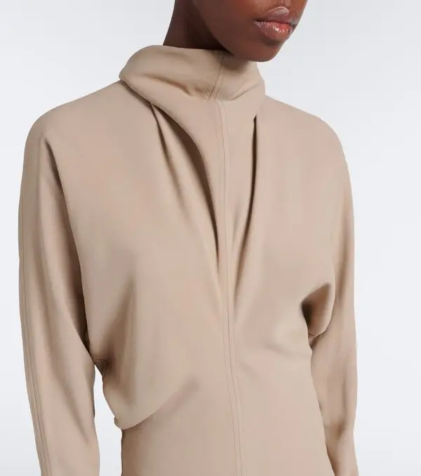 TOTEME Draped Tie-neck Cady Midi Dress