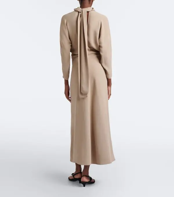 TOTEME Draped Tie-neck Cady Midi Dress