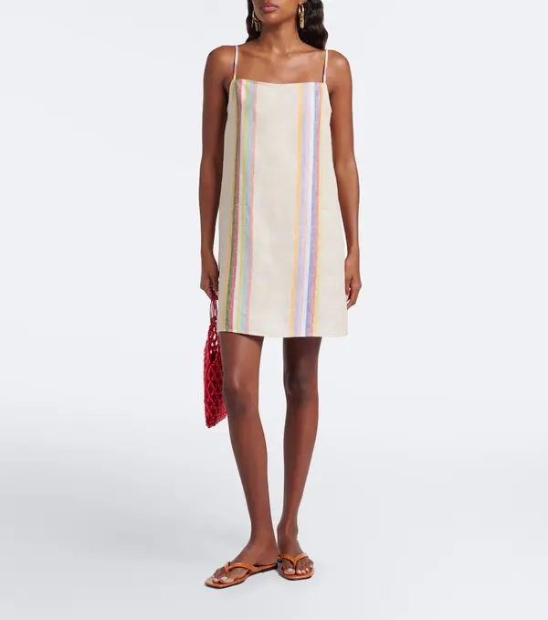 Staud Laura Striped Linen Minidress