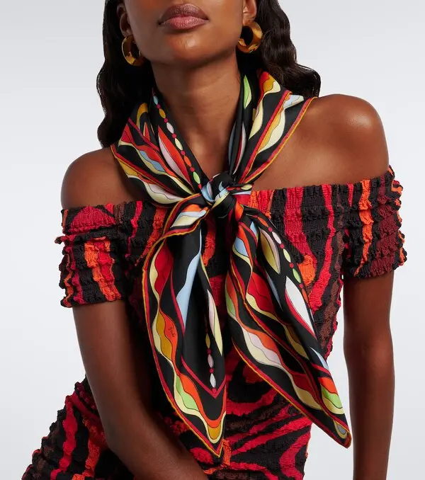 Emilio Pucci Fiamme And Nawaho Silk Twill Scarf
