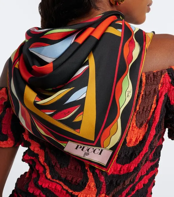 Emilio Pucci Fiamme And Nawaho Silk Twill Scarf