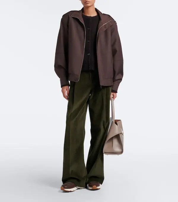 TOD'S Leather-trimmed Knitted Slip-on Shoes