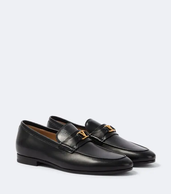 Valentino Garavani Vlogo Leather Penny Loafers - Black