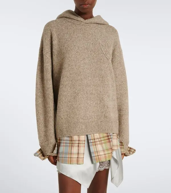 Acne Studios Layered Alpaca, Yak And Wool-blend Hoodie